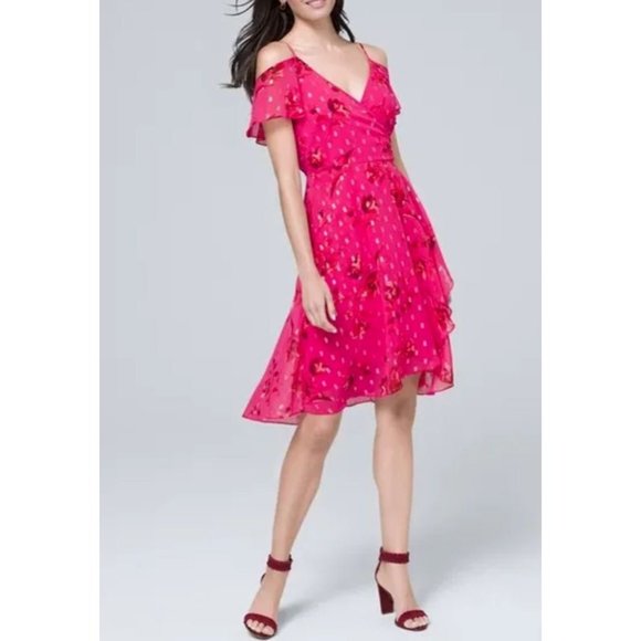 White House Black Market | Dresses | Whbm Dress 6 Blouson Flutter ...